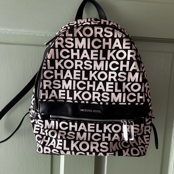 Michael Kors | Bags | Michael Kors Kenly Large Backpack In Black White ...